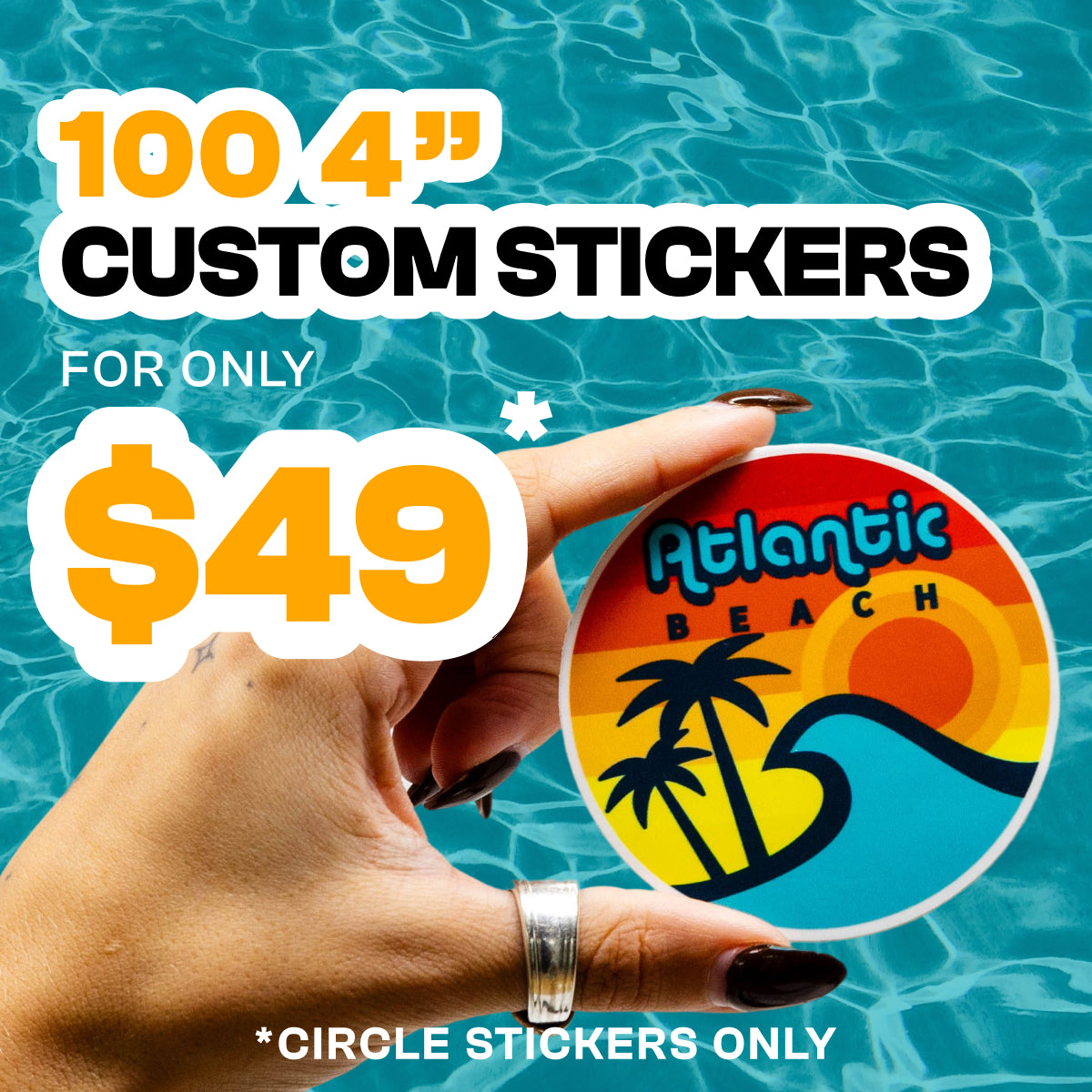 100 Custom 4 inch Circle Stickers - Sticky Brand